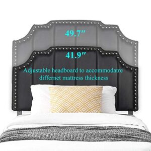 VECELO Faux Leather Upholstered Black Full Size Headboards, with Vertical Channel Tufting Bed Backboard