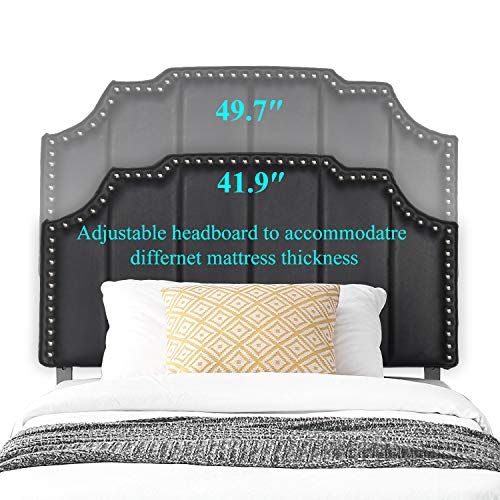 VECELO Faux Leather Upholstered Black Full Size Headboards, with Vertical Channel Tufting Bed Backboard