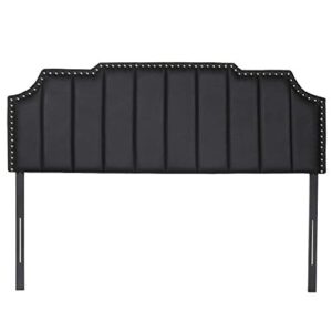 VECELO Faux Leather Upholstered Black Full Size Headboards, with Vertical Channel Tufting Bed Backboard