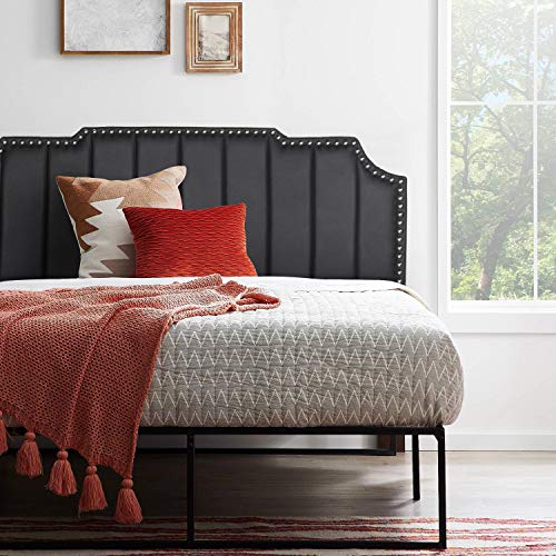 VECELO Faux Leather Upholstered Black Full Size Headboards, with Vertical Channel Tufting Bed Backboard