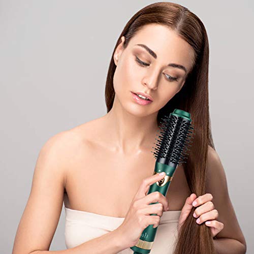 Hot Air Brush, Hair Dryer Brush, 3 in 1 Interchangerable Hair Dryer & Volumizer, Ceramic Negative Ion Curling Dryer Styler Brush with 3 Brush Heads (Green)