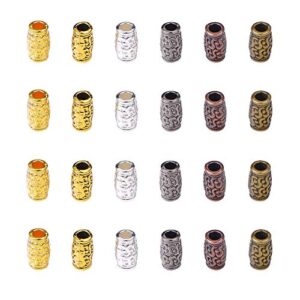 PH PandaHall 180pcs 6 Color Column Spacer Beads Tibetan Filigree Tube Metal Spacers for Bracelet Necklace Jewelry Making, Hole: 3.5mm