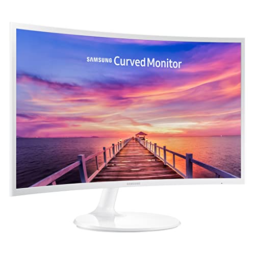 SAMSUNG 27" CF391 Curved FHD LED Monitor, White - 1800R Curvature, 1920 x 1080 Resolution, 4 ms Response Time, 16:9 Aspect Ratio, 3000:1 Static Contrast Ratio, VGA + HDMI Inputs