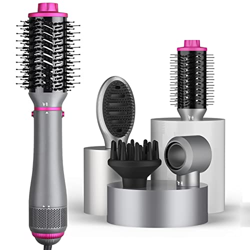 Hair Dryer Brush Set - KOOVON 4 in 1 Blow Dryer Brush in one, Negative Ion Blowout Brush Detachable Hot Air Brush for Drying/Straightening/Curling, One-step Volumizer Styler Brush with Ceramic Coating