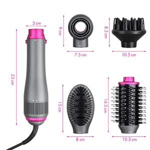 Hair Dryer Brush Set - KOOVON 4 in 1 Blow Dryer Brush in one, Negative Ion Blowout Brush Detachable Hot Air Brush for Drying/Straightening/Curling, One-step Volumizer Styler Brush with Ceramic Coating