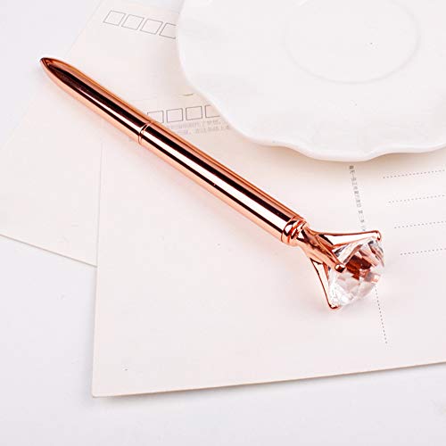 YZNlife 8 PCS Rose Gold Big Crystal Diamond Ballpoint Pen Bling Metal Ballpoint Pen Office Supplies Gift Pens For Christmas Wedding Birthday, Includes 8 Pieces Pen Refills,8 Pieces Black Velvet Bags