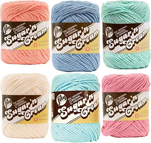 Lily Sugar n' Cream Variety Assortment 6 Pack Bundle 100% Cotton Medium 4 Worsted with 4 Patterns (Asst 62)