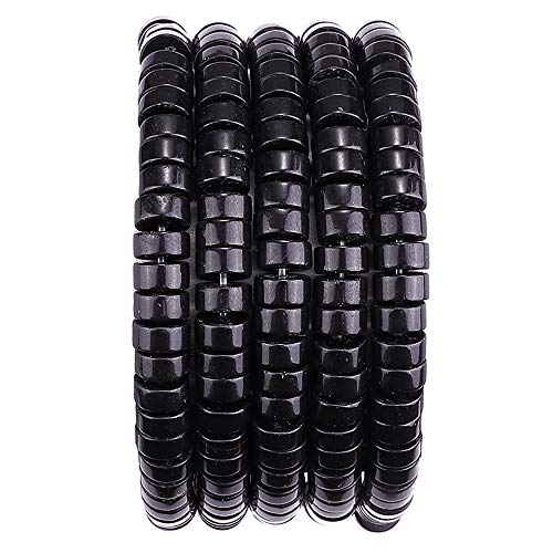 BEADIA Natural Black Onyx Spacer Beads Caps Loose Semi Gemstone for Beading Jewelry Making 6mmx3mm 38cm