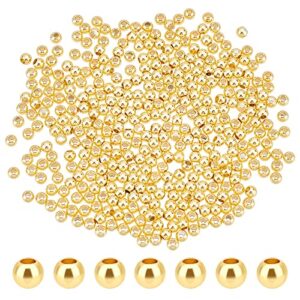 ph pandahall 500pcs 3mm gold beads 18k gold plated beads long-lasting round smooth spacer beads seamless loose balls mini seed beads for summer hawaii stackable necklace, bracelet, earring making