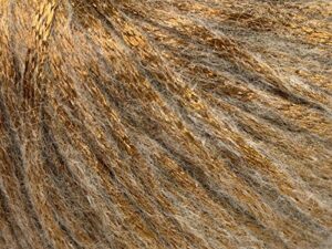 rock star, bronze beige, metallic shine, soft nylon, merino wool, acrylic blend yarn, 50 gram