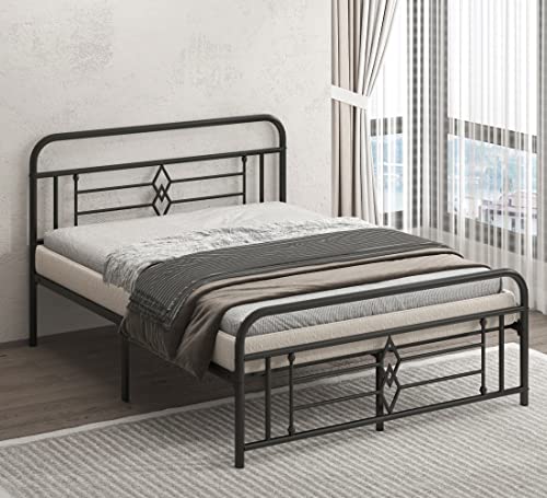 Bigbiglife Classic Metal Bed Frame with Headboard and Footboard, Sturdy Platform Bed Frame with Steel Slat Support/Under Bed Storage/No Box Spring Needed, Black, Full Size