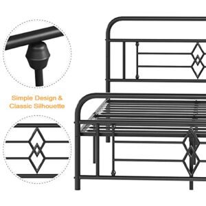 Bigbiglife Classic Metal Bed Frame with Headboard and Footboard, Sturdy Platform Bed Frame with Steel Slat Support/Under Bed Storage/No Box Spring Needed, Black, Full Size