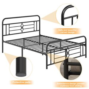 Bigbiglife Classic Metal Bed Frame with Headboard and Footboard, Sturdy Platform Bed Frame with Steel Slat Support/Under Bed Storage/No Box Spring Needed, Black, Full Size