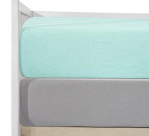 2 pack jersey crib sheets set, stretchy jersey knit crib fitted sheet for boys and girls, size 28 x 52 in, baby sheets fit standard crib and toddler bed (aqua grey)