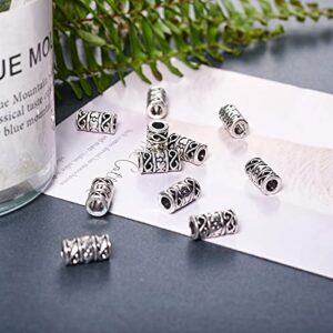 KISSITTY 50-Piece Tibetan Antique Silver Filigree Tube Beads 6mm in Dia. Column Spacer Long Loose Beads Jewelry spacers for Bracelets Rosary Beaded Necklace