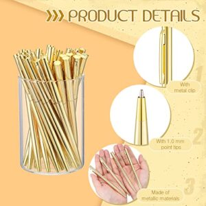 60 Pieces Slim Metallic Retractable Ballpoint Pens Slim Ballpoint Pen Black Ink 1.0 mm Medium Point Metal Pen Office Smooth Writing Stylus Pen for Men Women Business (Gold, Stylish Style)