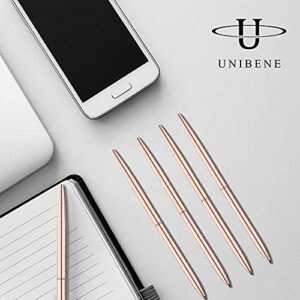 Unibene 6 Pack Ballpoint Pens-Rose Gold, Slim Mentallic Retractable Lightweight Pens Set Nice Gift for Business Office Students Teachers Christmas, Medium Point(1mm)-Black ink