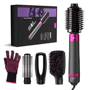 hair dryer brush 4 in 1 blow dryer brush negative ionic hot air brush kit hair dryer & volumizer with 4 detachable brush heads for straightening curling styling