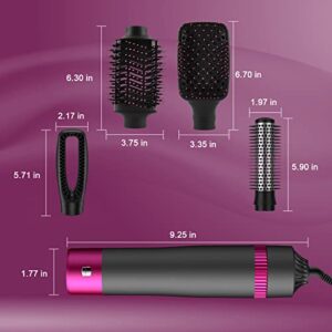 Hair Dryer Brush 4 in 1 Blow Dryer Brush Negative Ionic Hot Air Brush Kit Hair Dryer & Volumizer with 4 Detachable Brush Heads for Straightening Curling Styling