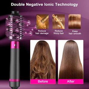 Hair Dryer Brush 4 in 1 Blow Dryer Brush Negative Ionic Hot Air Brush Kit Hair Dryer & Volumizer with 4 Detachable Brush Heads for Straightening Curling Styling