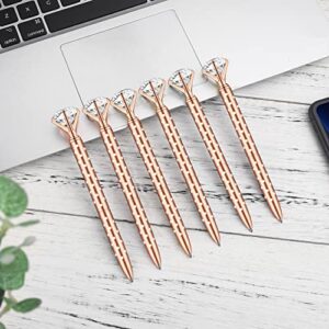 PASISIBICK 16 Pcs Rose gold Diamond Pens with Polka Dots-Bling Wedding Office Supplies Décor Gifts for Women Bridesmaid Coworkers Metal Ballpoint Pens with Black Ink (Rose Gold with White Polka Dots)