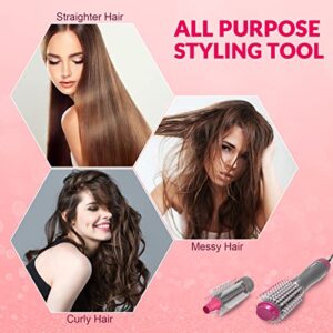 Hair Dryer Brush and Volumizer Styler, Hot Air Brush, Negative Ionic Electric Hair Curler Straightener Brush, Detachable & Interchangeable Brush Head Attachment, for Straightening Curling Drying