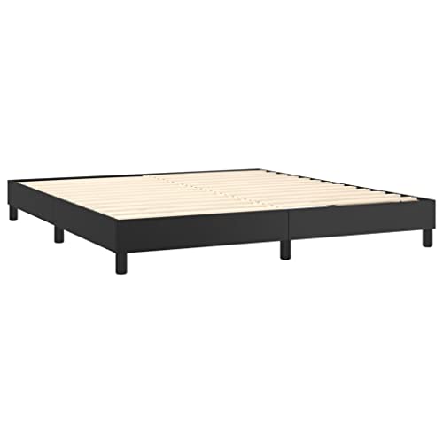 Youuihom Queen Beds Frame, Queen Bed Frame Platform, Bed Frame Furniture, Box Spring Bed for Bedroom, Hotel, Apartment, with Mattress Black 72"x83.9" California King Faux Leather