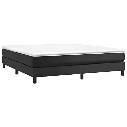 Youuihom Queen Beds Frame, Queen Bed Frame Platform, Bed Frame Furniture, Box Spring Bed for Bedroom, Hotel, Apartment, with Mattress Black 72"x83.9" California King Faux Leather