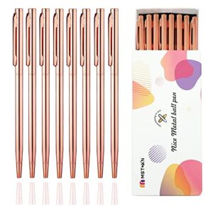 mstokin metallic rose gold pens cool fancy pens for women & men journling cute pen set luxury nice pretty pens with gift box (8-pack rose gold metal thin pens)