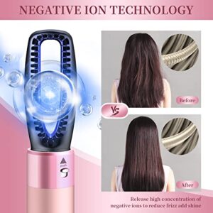 Bo’laiya Hair Dryer Brush, 5 in 1 Negative Ionic Electric Hot Air Brush, Detachable and Interchangeable Hair Curler Straightener Comb, Salon Blow Dryer Brush with Heat Protective Glove