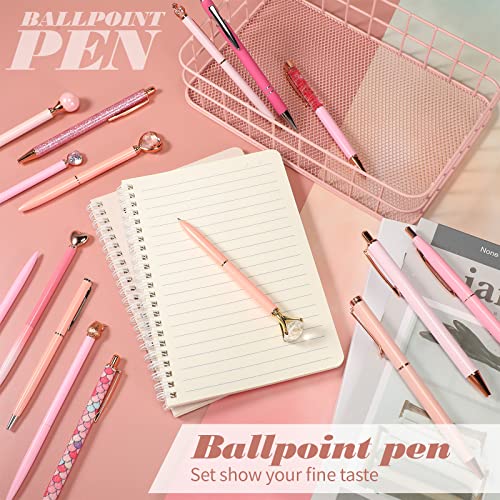 16 Pieces Crystal Diamond Fancy Pens for Kids Women Metal Ballpoint Pens Bulk Diamond Liquid Glitter Pen with Black Ink for Girl Bridesmaid Wedding Party Supplies School Office Easter (Pink Series)