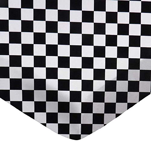 SheetWorld 100% Cotton Percale Fitted Crib Toddler Sheet 28 x 52, Black White Checkerboard, Made in USA