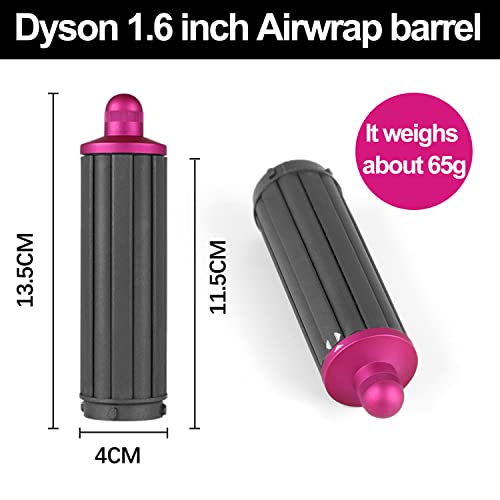 3 in 1 Hair Styling Tools with 1.6 inch Standard Hair Curling Barrels,Conversing Adapter and Round Volumizing Brush,Fit for Dyson Supersonic Hair Dryer(Rose Red)