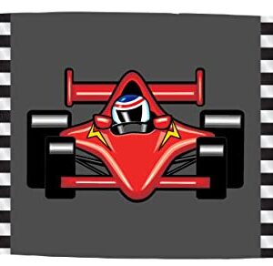 Dear Baby Gear Deluxe Crib Sheet, Racing Car with Driver and Checkered Flags, 28 x 52 x 10 Inches, Cotton Polyester