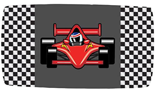 Dear Baby Gear Deluxe Crib Sheet, Racing Car with Driver and Checkered Flags, 28 x 52 x 10 Inches, Cotton Polyester