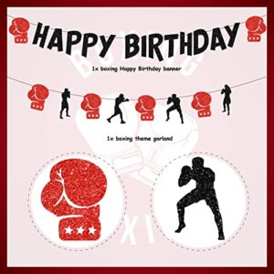 Boxing Birthday Party Decorations Banner Garland Wrestling Party Supplies Boxing Match Fight Sports Theme Boxer Birthday Party Decorations