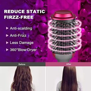 Hair Dryer Brush, Hot Air Brush, Negative Ion Hair Dryer Volumizer Brush for Women, Ceramic Anti-sacald Blow Dryer Brush for Fast Drying Styling Curling Hair with 3 Temp Levels (Grey)