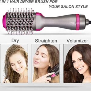 Hair Dryer Brush, Hot Air Brush, Negative Ion Hair Dryer Volumizer Brush for Women, Ceramic Anti-sacald Blow Dryer Brush for Fast Drying Styling Curling Hair with 3 Temp Levels (Grey)