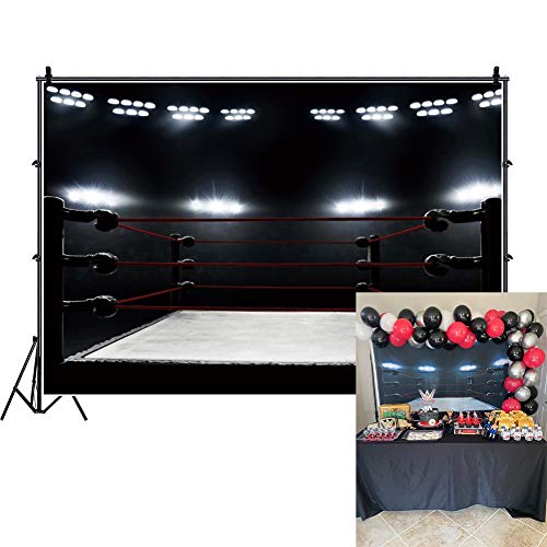 DASHAN 6x4ft Polyester Boxing Backdrop Boxing Ring Boxing Birthday Athlete Competitor Contest Arena Infighter Boxer Photography Background Sports Boxing Theme Party Gym Boys Men YouTube Photo Props