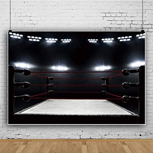 DASHAN 6x4ft Polyester Boxing Backdrop Boxing Ring Boxing Birthday Athlete Competitor Contest Arena Infighter Boxer Photography Background Sports Boxing Theme Party Gym Boys Men YouTube Photo Props