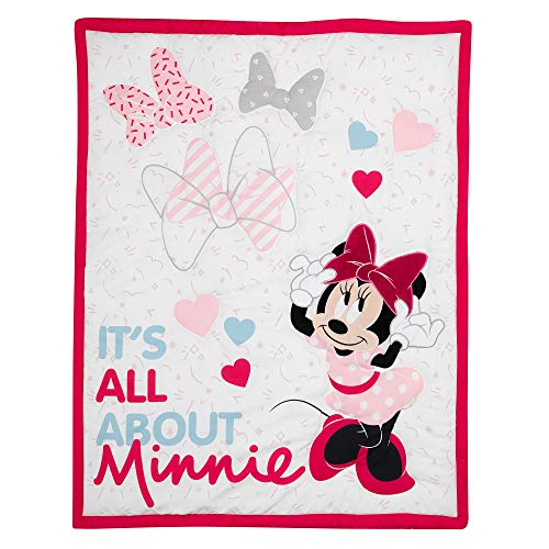 Lambs & Ivy Disney Baby Minnie Mouse Love 3-Piece Pink Nursery Crib Bedding Set