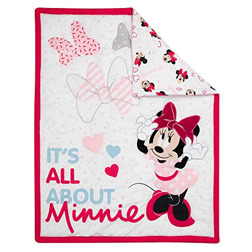 Lambs & Ivy Disney Baby Minnie Mouse Love 3-Piece Pink Nursery Crib Bedding Set