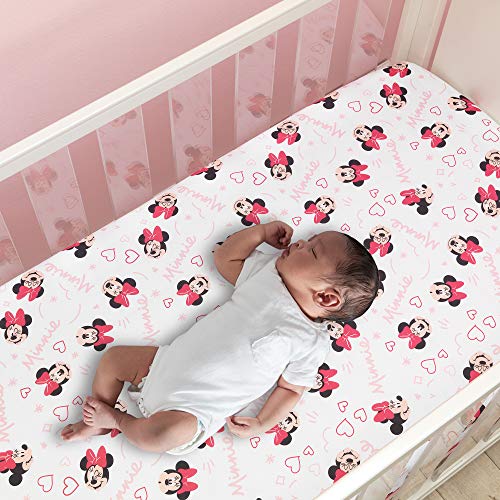 Lambs & Ivy Disney Baby Minnie Mouse Love 3-Piece Pink Nursery Crib Bedding Set