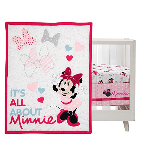 Lambs & Ivy Disney Baby Minnie Mouse Love 3-Piece Pink Nursery Crib Bedding Set