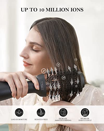 Hair Dryer Brush, Blow Dryer Brush with Enhanced Titanium Barrel & Negative Ions Technology, Hair Dryer and Styler Volumizer Professional 4 in 1 Hot Air Brush for Drying, Straightening, Curling（Black)