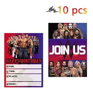 44 Pcs Boxing Party Supplies, Wrestling Fighting Theme Birthday Party Set, Includes Happy birthday banner, Cake topper, Cupcake Toppers, Balloons, Invitation Card for Kids Men Party Decorations