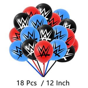 44 Pcs Boxing Party Supplies, Wrestling Fighting Theme Birthday Party Set, Includes Happy birthday banner, Cake topper, Cupcake Toppers, Balloons, Invitation Card for Kids Men Party Decorations