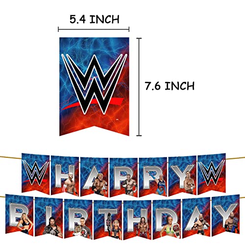 44 Pcs Boxing Party Supplies, Wrestling Fighting Theme Birthday Party Set, Includes Happy birthday banner, Cake topper, Cupcake Toppers, Balloons, Invitation Card for Kids Men Party Decorations