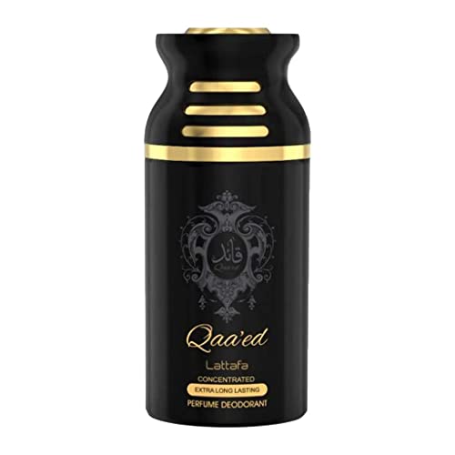 Qaa'ed Deodorant - 250ML (8.4 oz ) I Qaa'ed, 6 Pack | Oriental DEO with a Classic Combination of Oudh, Roses & Vanilla I Energizing Oud Fragrance I Classy Unisex Scent I Summer Deo Fresh, Citrus, Pepper I Vanilla, Jasmine, White Musk, Ambergris & Saffron