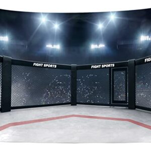 BELECO 7x5FT Fabric Boxing Backdrop Stadium Light 3D Boxing Arena Photo Backdrop Fight Sports Competition Boxing Ring Photography Background UFC Decor Baby Shower Birthday Party Boys Men Photo Props